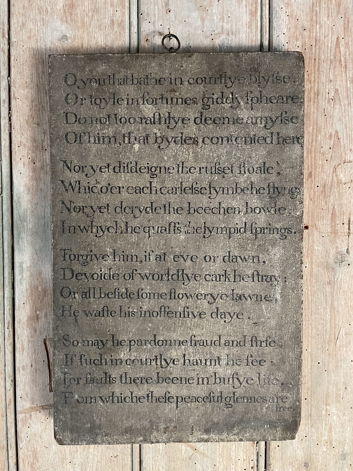 Early C19th Painted Poem on Oak Board – Nook Antiques